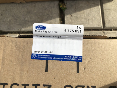 1775091 Колодки тормозные дисковые передние / Focus-III 2,0 EcoBoost ...