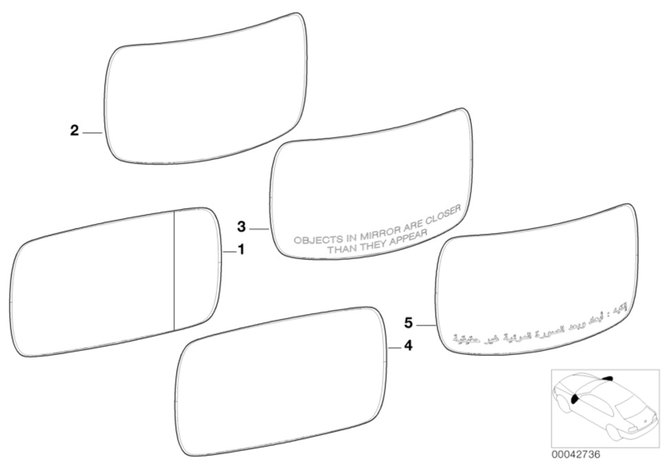51167065081 Стекло панорамного зеркала с обогревом Л BMW | Запчасти на ...