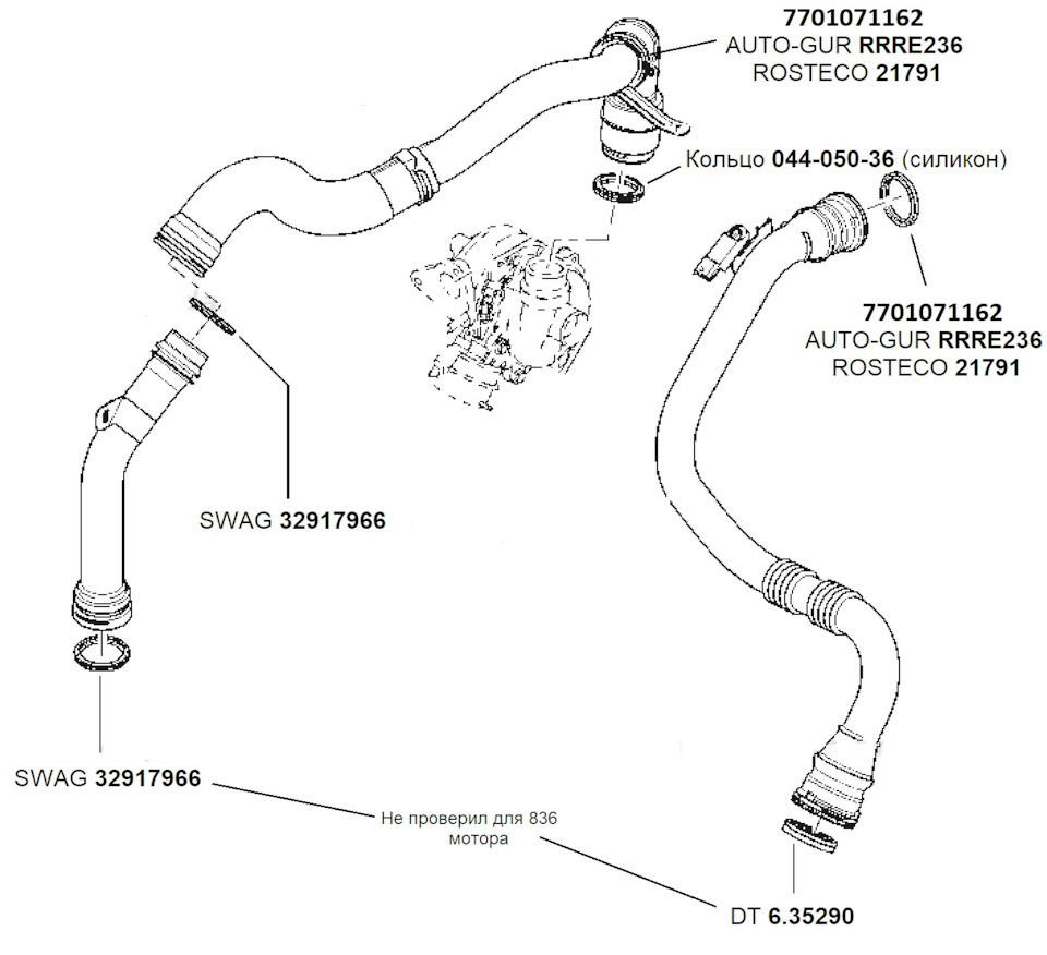 Замена уплотнений патрубков турбины/интеркулера — Renault Megane III, 1 ...