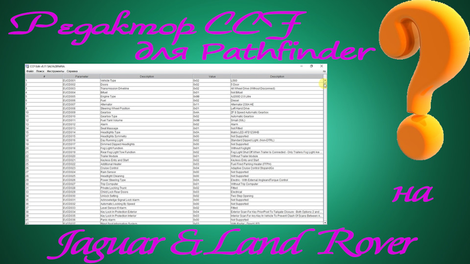 Редактор конфигурации авто для Pathfinder JLR — SDD и все про JLR на DRIVE2