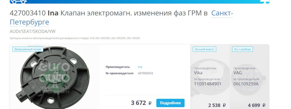 427003410 Центральный магнит, регулировка распределительного вала INA ...