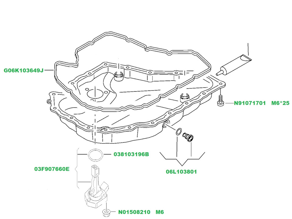 N91071701 Болт М6*25 VAG | Запчасти на DRIVE2