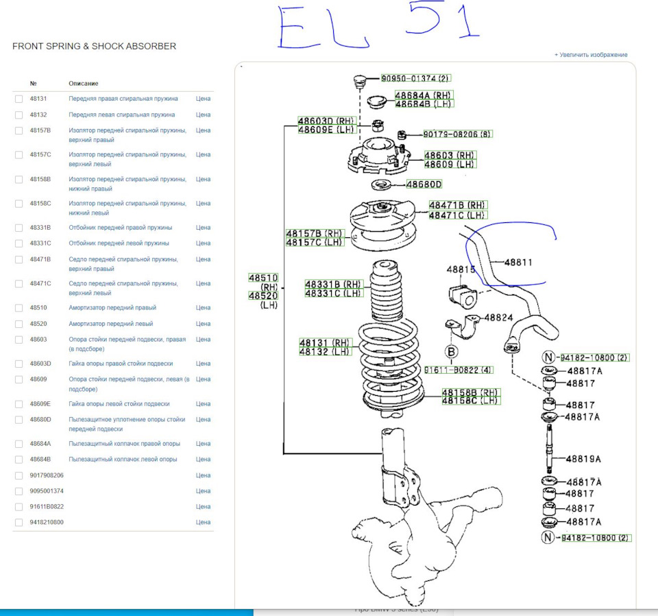 Передний стабилизатор устойчивости с EL53 на EL51 ? — Toyota Corsa (5G ...