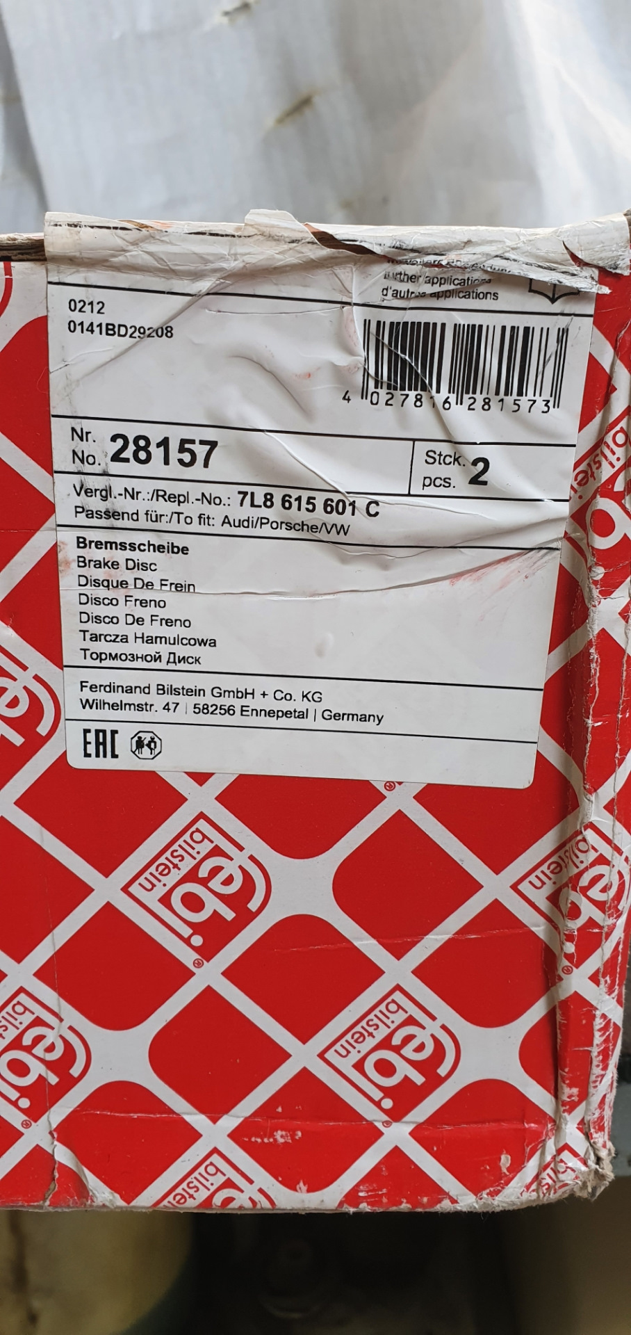 7L8615601C Диск тормозной задний / AUDI Q7, PORSCHE Cayenne, VW Touareg ...