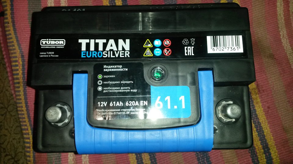 ⓪ Новый Аккумулятор TITAN EURO SILVER 61.1 VL 620A… — Lada 21074, 1,6 л ...