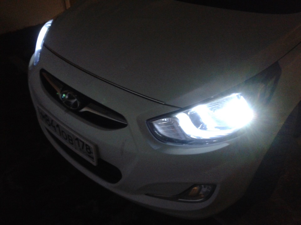 Светодиоды в габариты … — Hyundai Solaris Hatchback, 1,6 л., 2012 года ...
