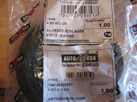 357412329 Опора амортизатора передней подвески / VW Golf-II/III, Jetta ...