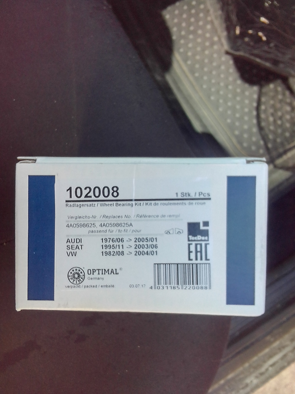 102008 Подшипник OPTIMAL | Запчасти на DRIVE2