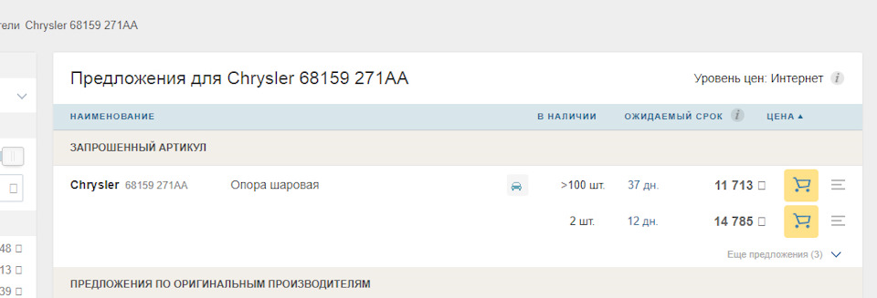 68159271AA НЕСУЩИЙ / НАПРАВЛЯЮЩИЙ ШАРНИР Chrysler | Запчасти на DRIVE2