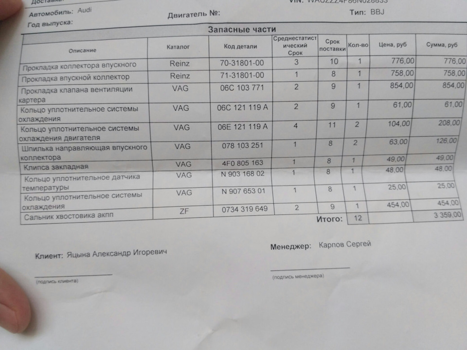 06E121119A Кольцо уплотнительное / A4, A6, A8 01~ VAG | Запчасти на DRIVE2