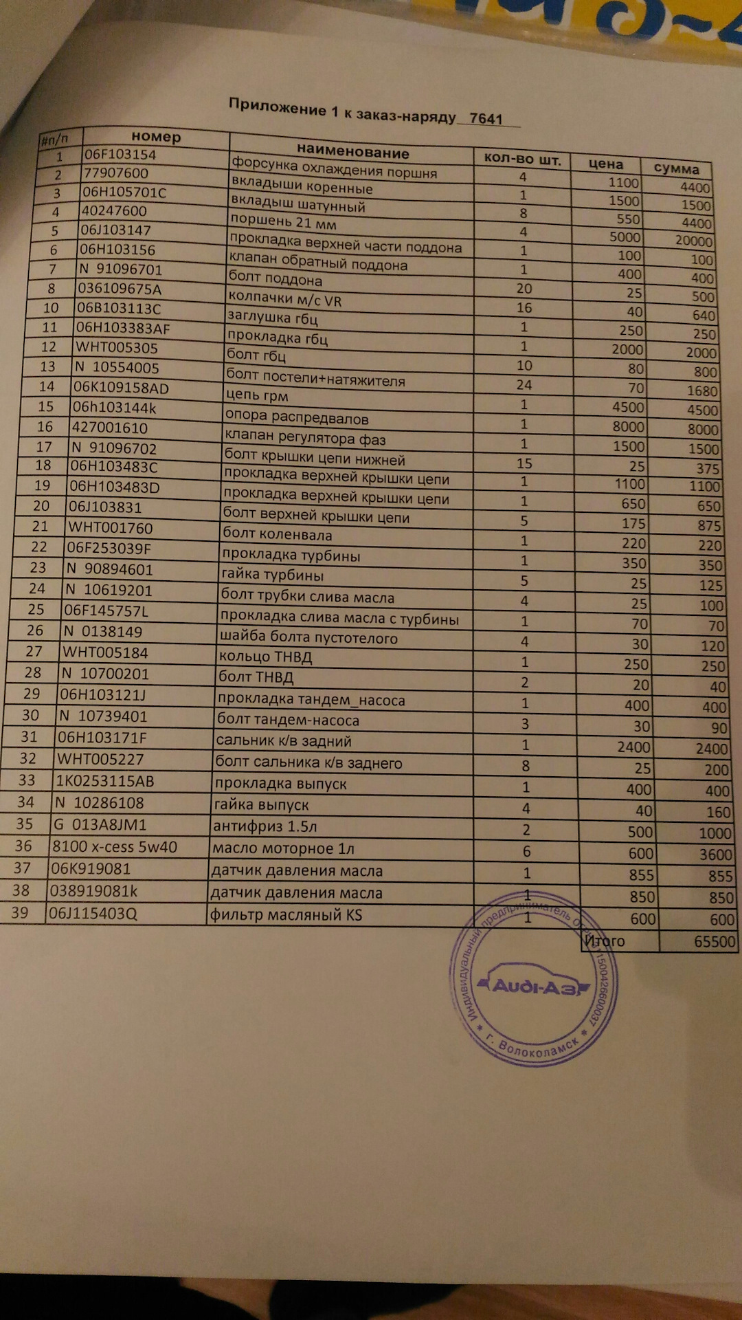 Замена поршневой — Audi A4 Allroad (B8), 2 л, 2010 года | визит на ...