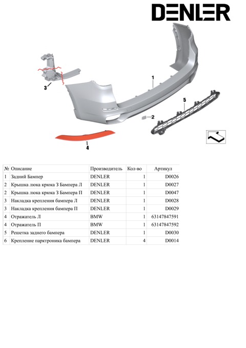63147847592 Отражатель П BMW | Запчасти на DRIVE2