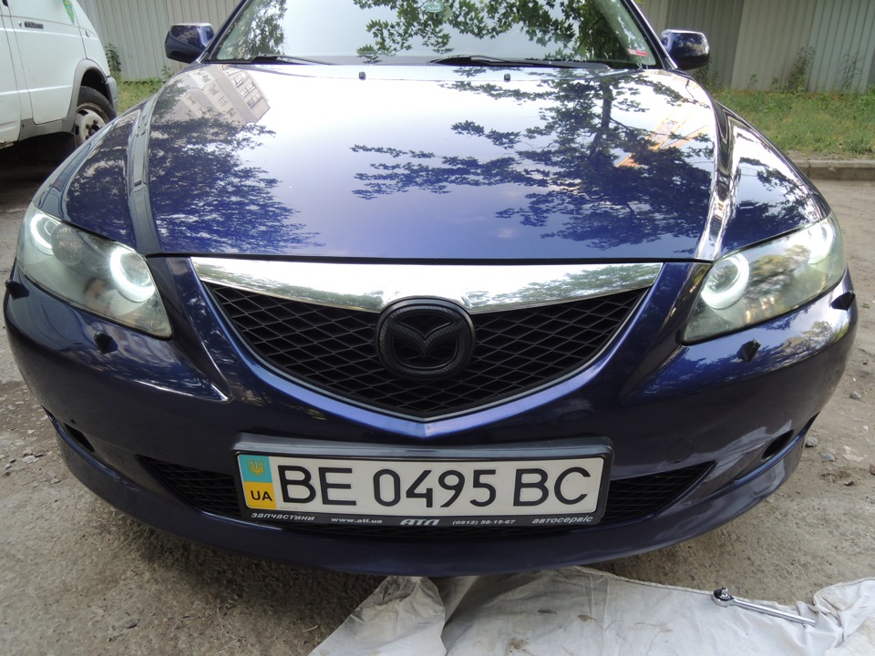 Ангельские глазки, фары чёрный мат. — Mazda 6 (1G) GG, 2 л, 2004 года ...