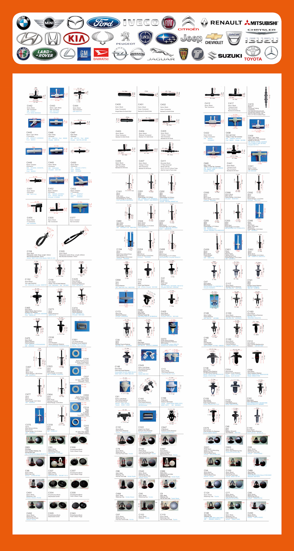Клипсы, пистоны, пукли, крепеж, клипсы по маркам автомобиля. — AUTO ...