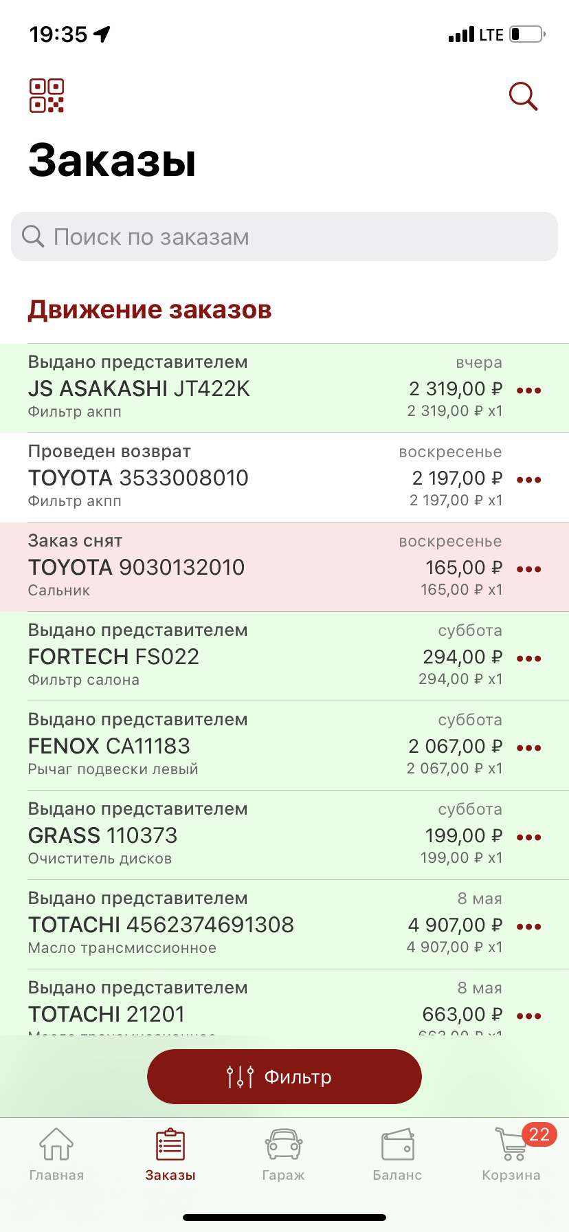 Обслуживание машины — Toyota Camry (XV40), 2,4 л, 2007 года | другое ...