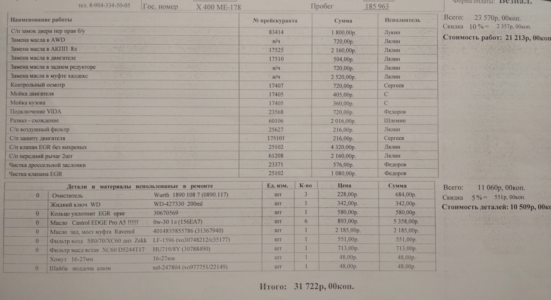 Девятое ТО, пробег 186 ткм. Перепроверка диагноза R-Service77 — Volvo ...