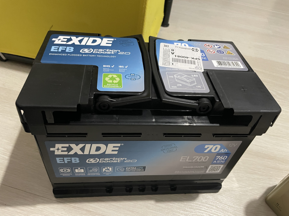 Замена аккумулятора на EXIDE EL700 — Volkswagen Golf Mk7, 1,4 л, 2014 ...