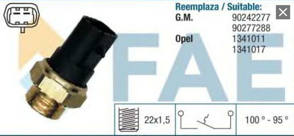 1341011 Датчик включения вентилятора / 100-95*C (2-х конт) Opel ...