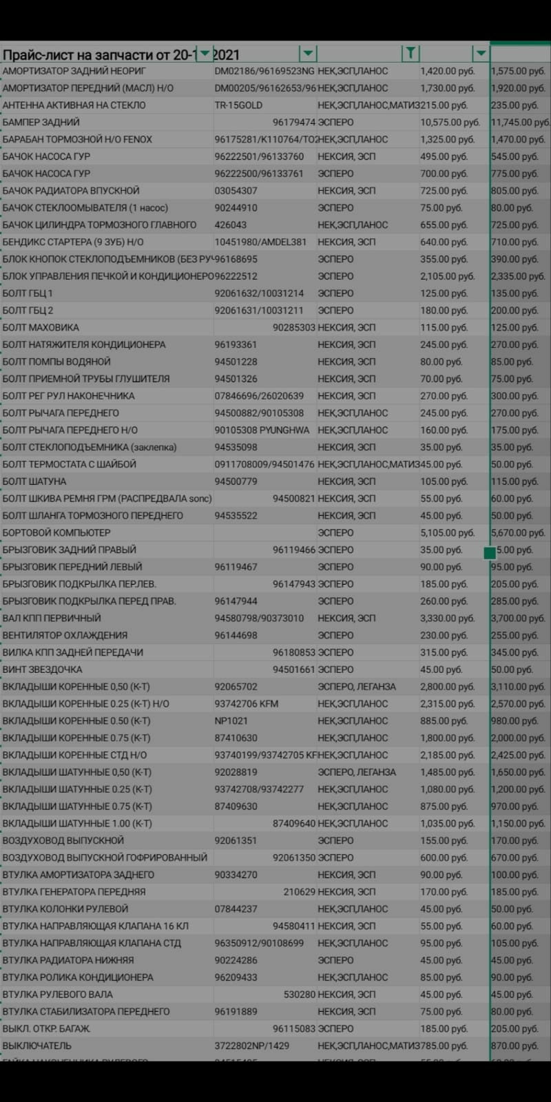 Каталог запчастей Эсперо — Daewoo Espero, 2 л, 1998 года | запчасти ...