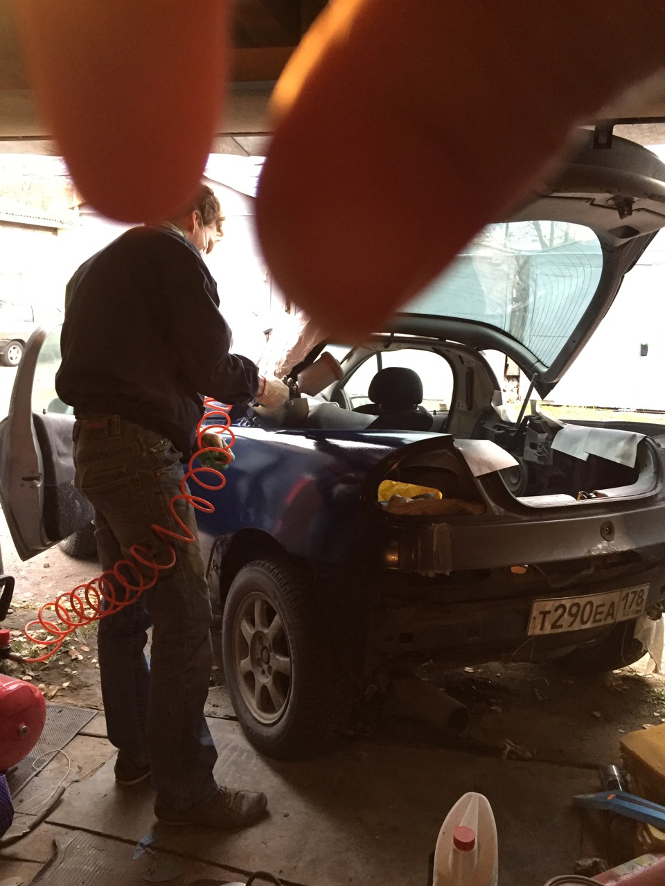 Покраска в 440 АТЛАНТИКА (Синий) — Opel Tigra, 1,4 л, 1994 года ...