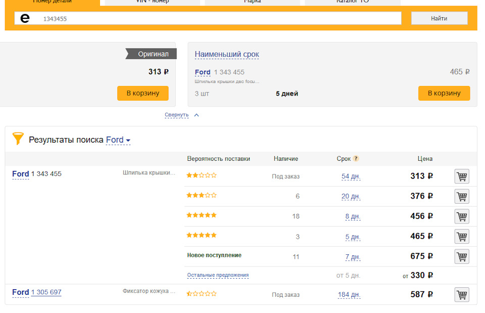 1343455 Крепление декоративной крышки ford focus ii 1.8i/2.0i Ford ...