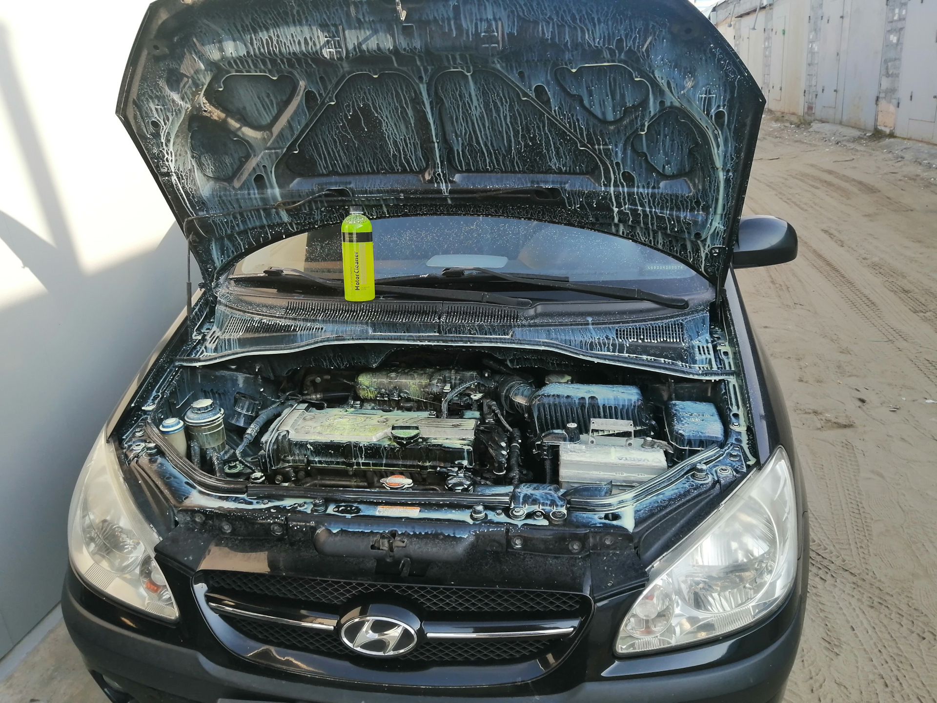 Детейлинг подкапотного пространства — Hyundai Getz, 1,4 л, 2008 года ...
