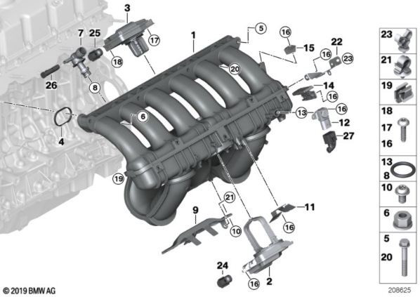 Замена впускного коллектора — BMW X3 (E83), 2,5 л., 2008 года | визит ...