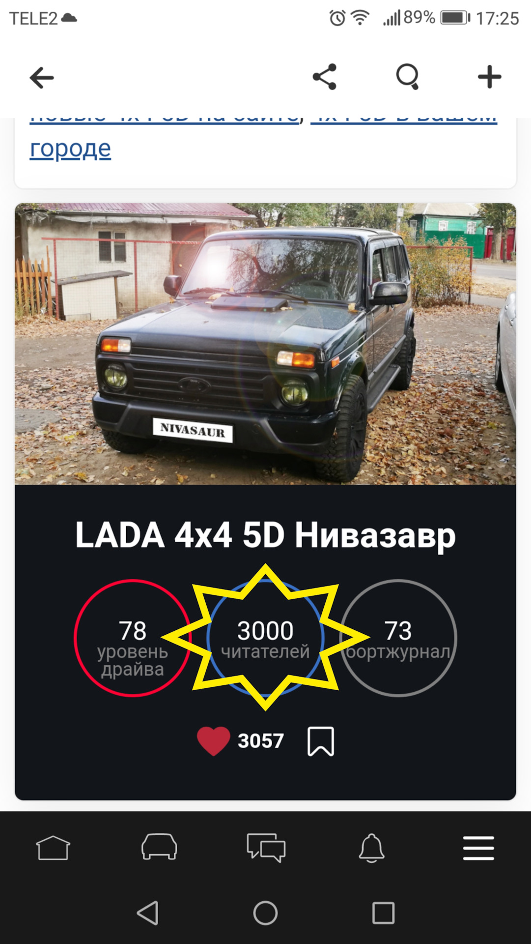 ВАС УЖЕ 3000! — Lada 4x4 5D, 1,7 л, 2018 года | рейтинг и продвижение ...