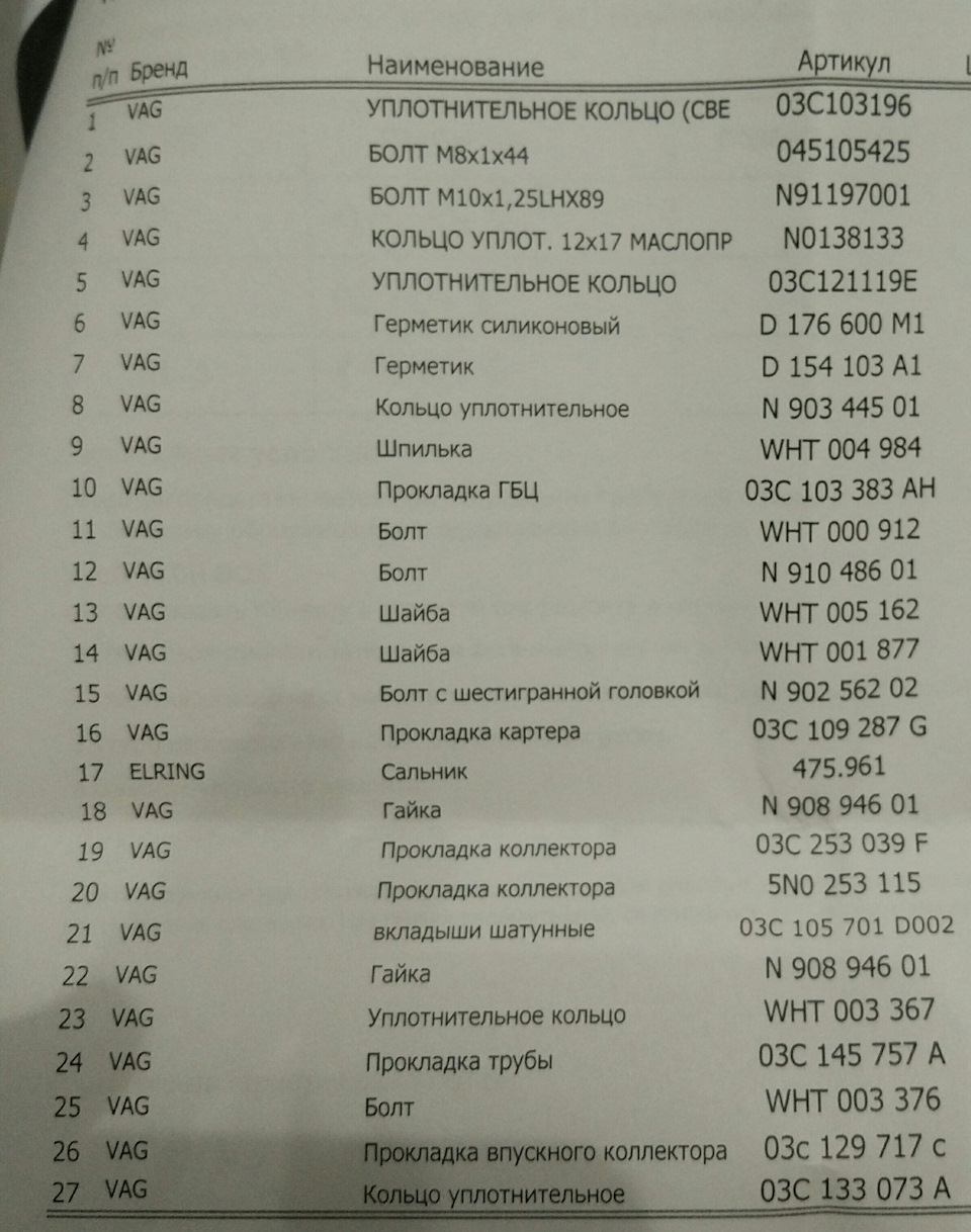 03C129717C Прокладка впускного коллектора / 1.4-1.6 01~ VAG | Запчасти ...