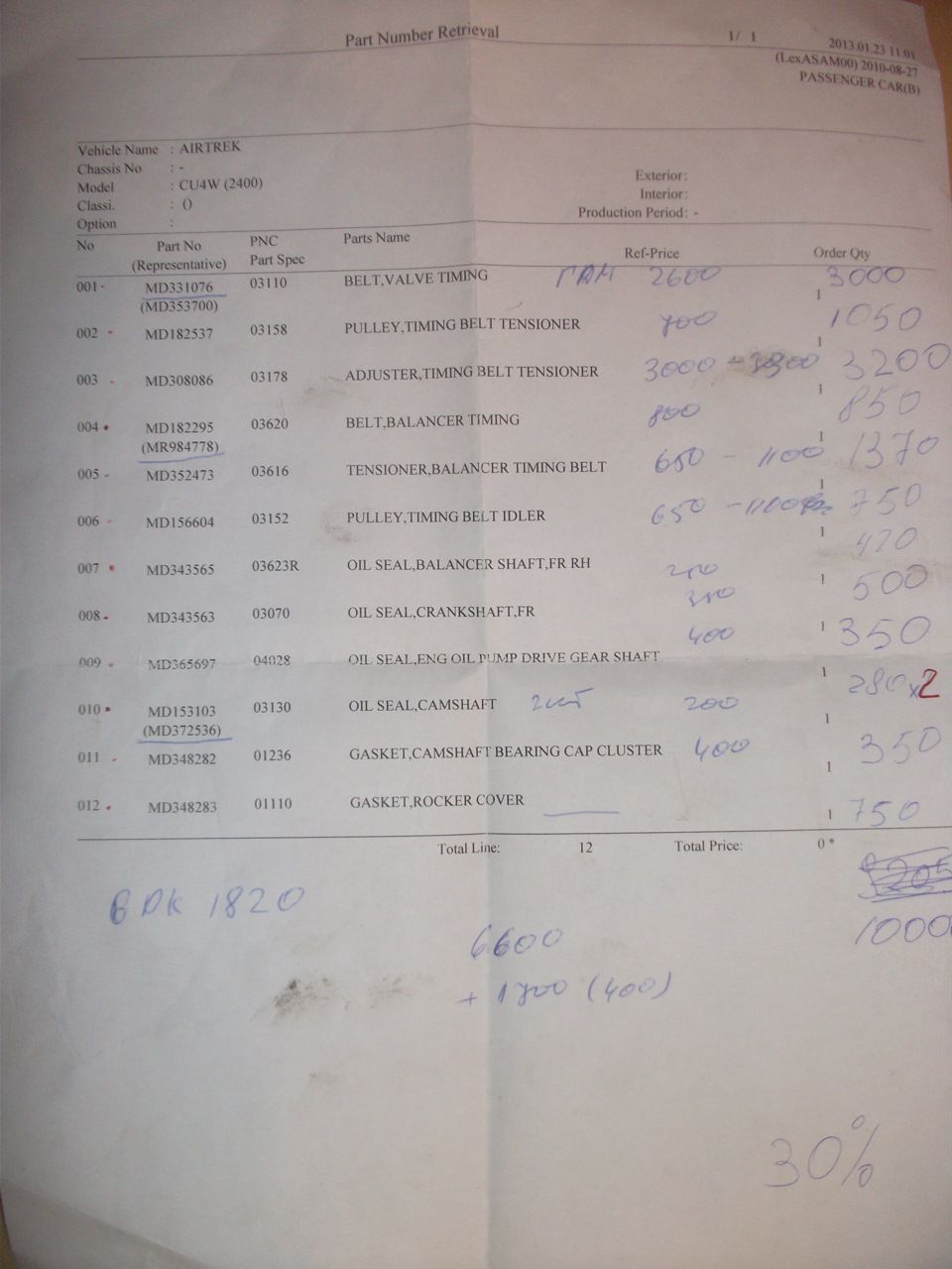Вот и прикупил запчасти. — Mitsubishi Airtrek, 2,4 л, 2001 года ...