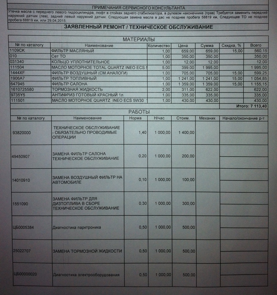 ТО-5 (48819км) — Citroen C5 (2G), 2 л, 2010 года | плановое ТО | DRIVE2