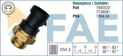 126434 Термовыключатель, вентилятор радиатора Peugeot Citroen ...