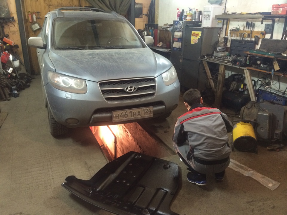 Защита двигателя карбон или железо? — Hyundai Santa Fe (2G), 2,2 л ...