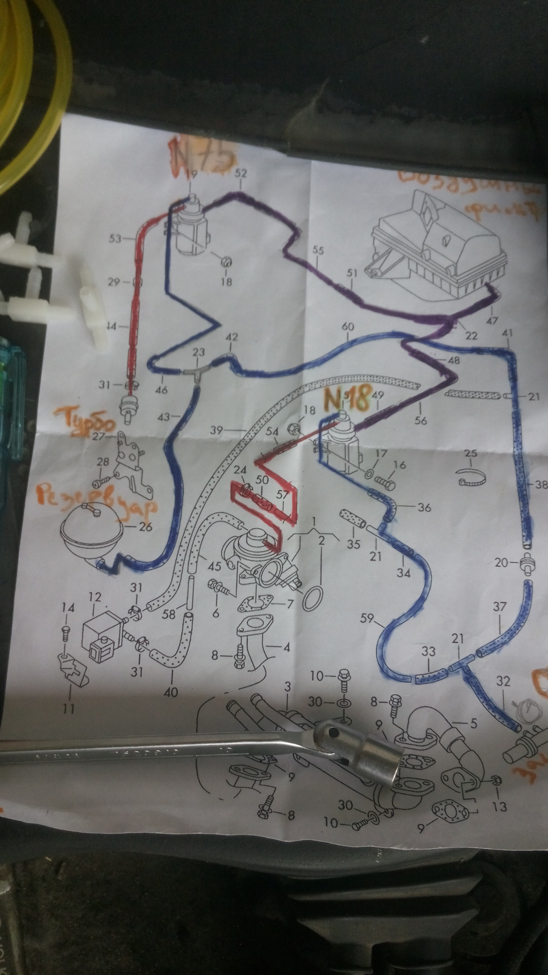 Вакуумная система турбо N75 и ОГ N18 — Volkswagen Passat Variant (B5 ...