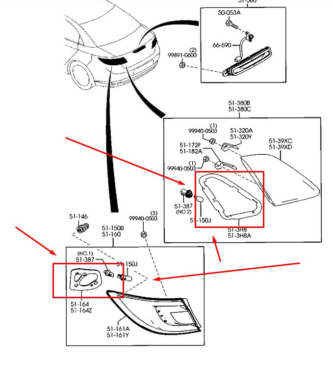 Уплотнитель задних фонарей Mazda 6/ Mazda Atenza — Toyota Mark II (110 ...