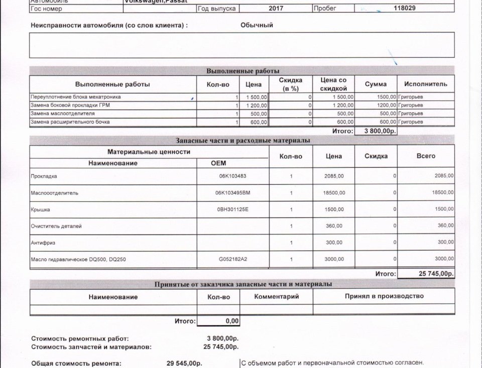 Небольшой ремонт и замена масла — Volkswagen Passat Alltrack (B8), 2 л ...