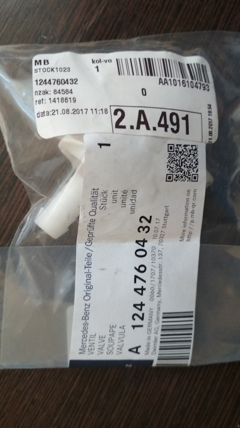 A1244760432 Клапан вентиляции бака топливного Mercedes | Запчасти на DRIVE2