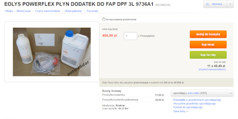 9736A1 ПРИСАДКА ФИЛЬТРА FAP/ADDITIF FILTRE Peugeot Citroen | Запчасти ...