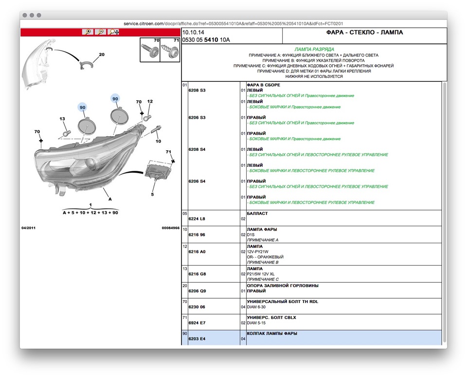 Наконец-то появились новые фары в каталоге — Citroen C4 (2G), 1,6 л ...
