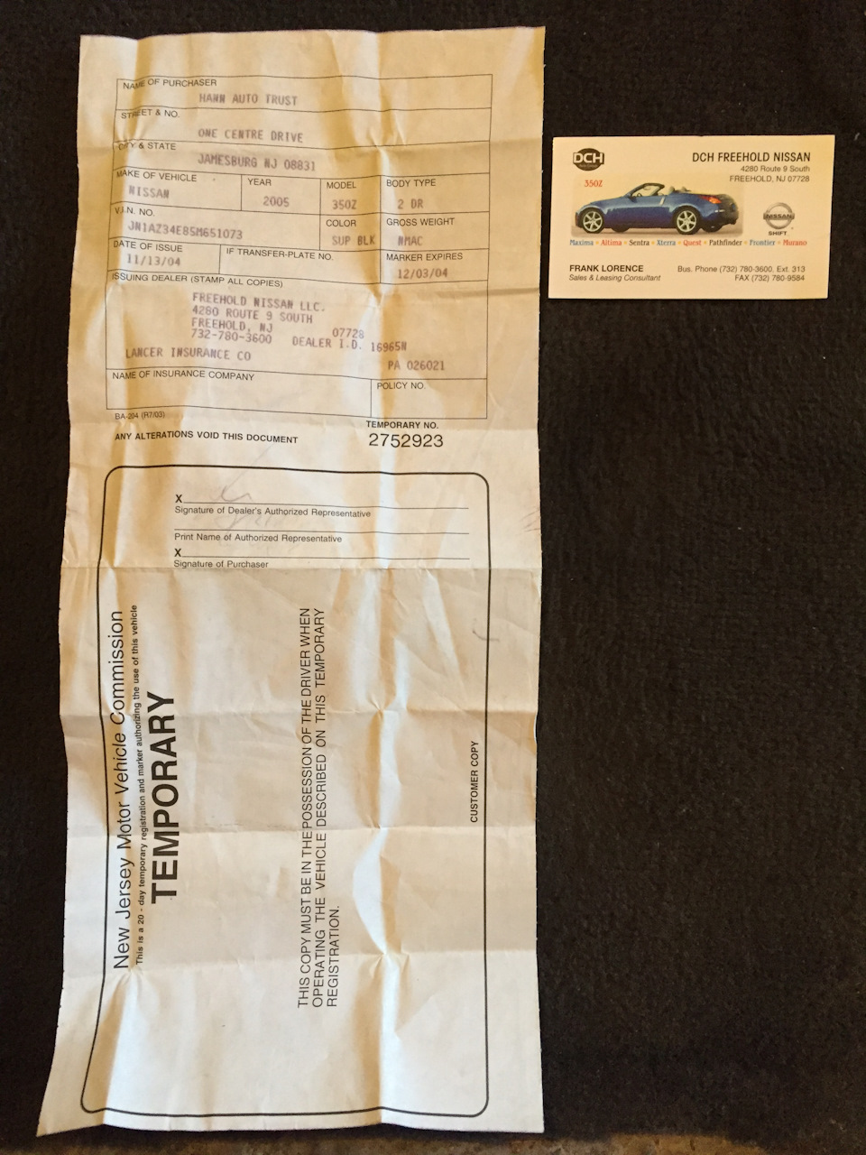Window sticker price — Nissan 350Z, 3,5 л, 2005 года | наблюдение | DRIVE2