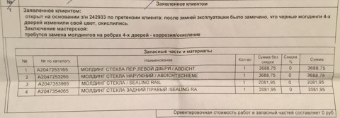 A2047354065 Накладка уплотнительная стекла двери. Mercedes | Запчасти ...