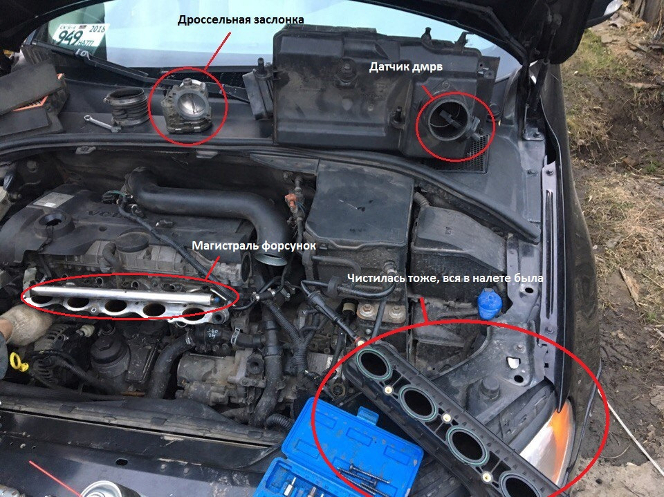 Чистка форсунок, дроссельной заслонки, датчика дмрв. — Volvo S80 (2G ...