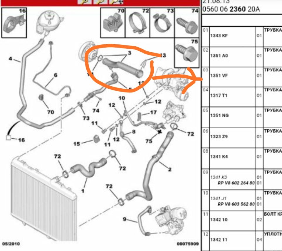 V860226480 ТРУБКА ОХЛ. ЖИДКОСТИ Peugeot Citroen | Запчасти на DRIVE2