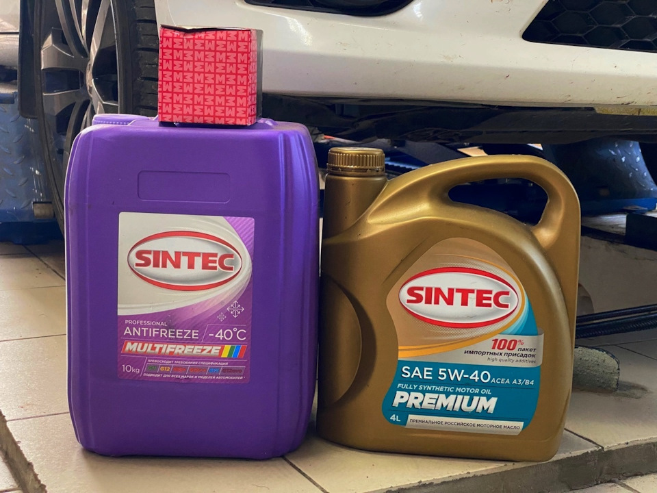 Т.о. масло Sintec PREMIUM 5W-40, антифриз Sintec MULTIFREEZE, фильтр ...