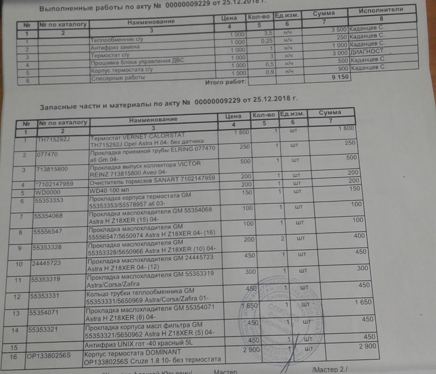 Прокладки теплообменника, темостат на 92 градуса, корпус термостата ...