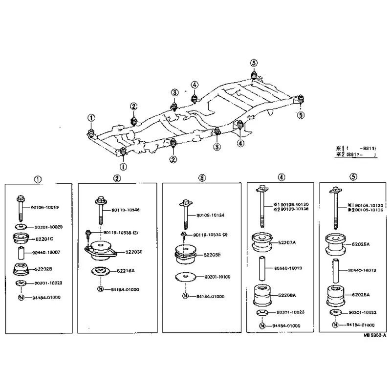 Набор демпферов кузова — Toyota Hilux Surf (2G), 2,5 л, 1992 года ...