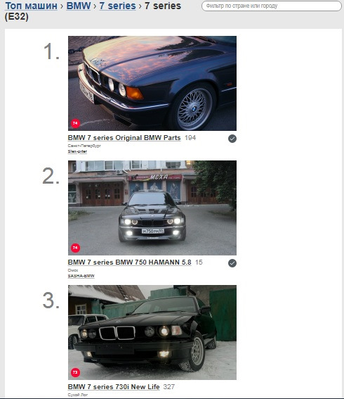 А мы уже на 3 месте в ТОП-20 е32 — BMW 7 series (E32), 3 л, 1992 года | рейтинг и продвижение ...