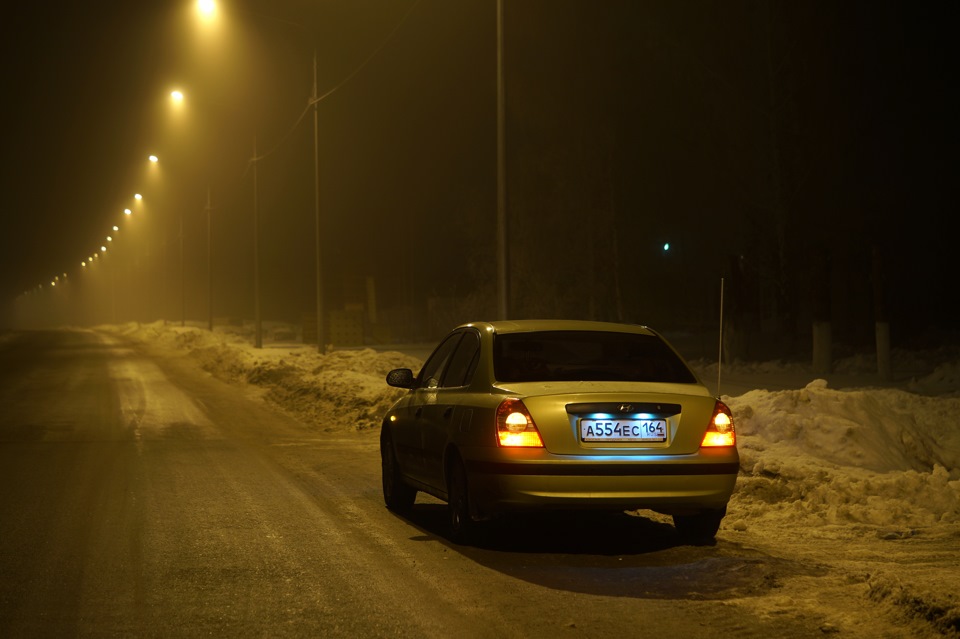 Ночь, фонари, туман, машина… — Hyundai Elantra (3G), 1,6 л, 2006 года ...