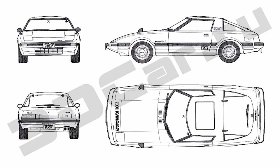 чертежи и цифры к кузову mazda rx-7 sa/fb — Mazda RX-7 (SA/FB), 0,9 л ...