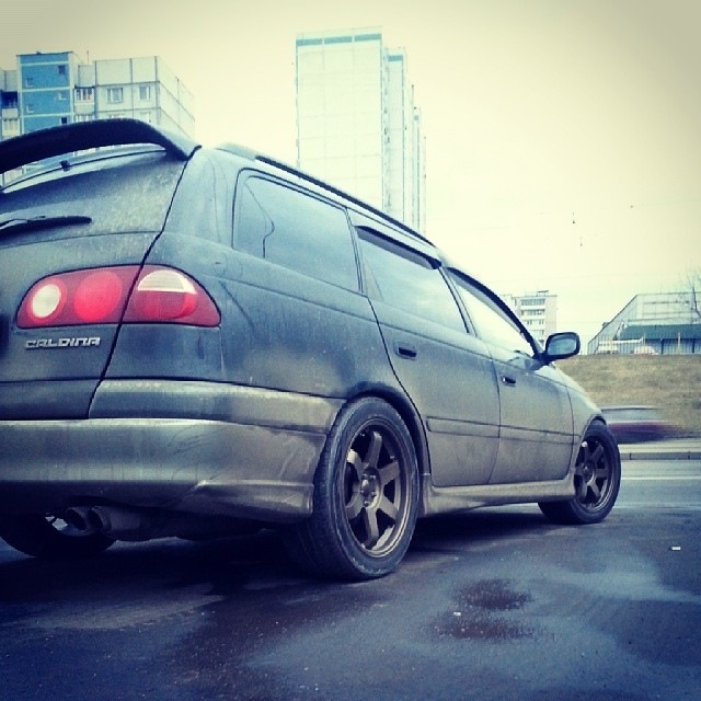 TE37 + Kumho Ecsta XS KU36 — Toyota Caldina (210), 2 л, 1998 года ...